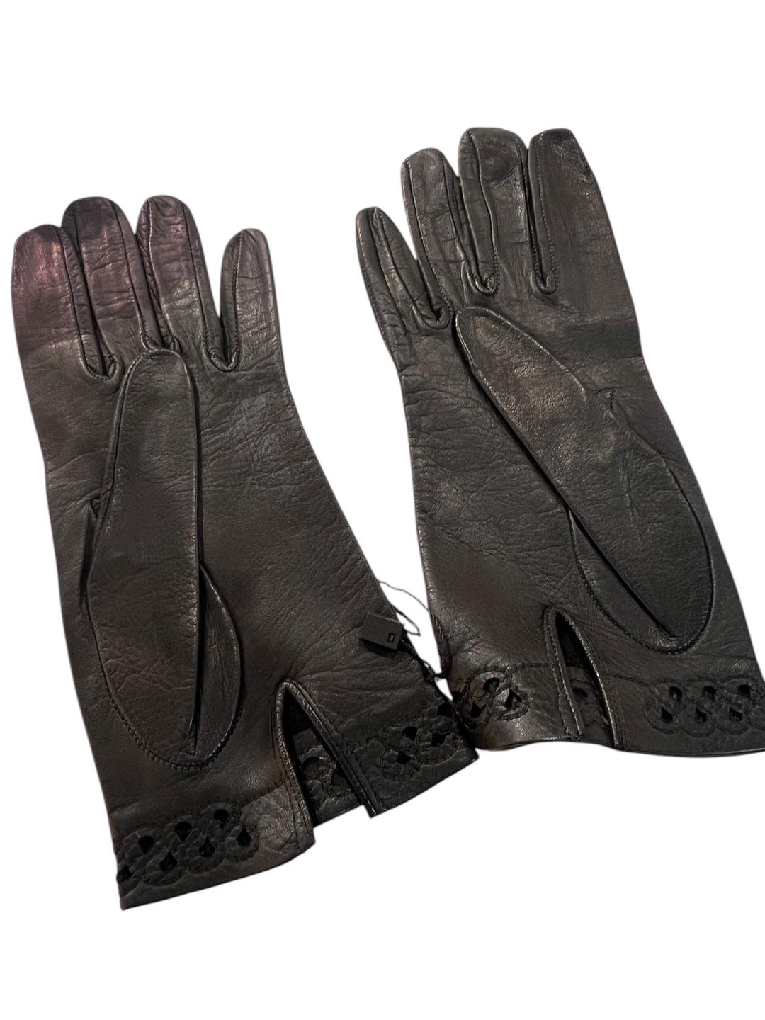 Madova Black Leather Gloves: Elegant Keyhole Design, Italy Sz Small - Etsy