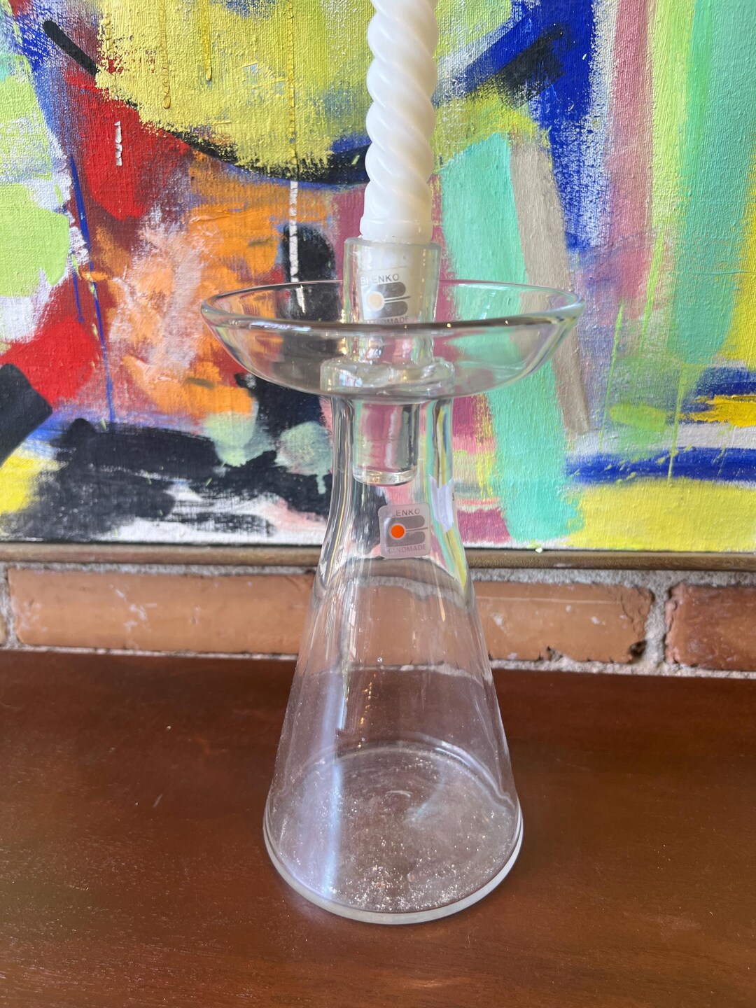 BLENKO 8727 Blue Candle Holder 9in MCM Art Glass Vase - Etsy