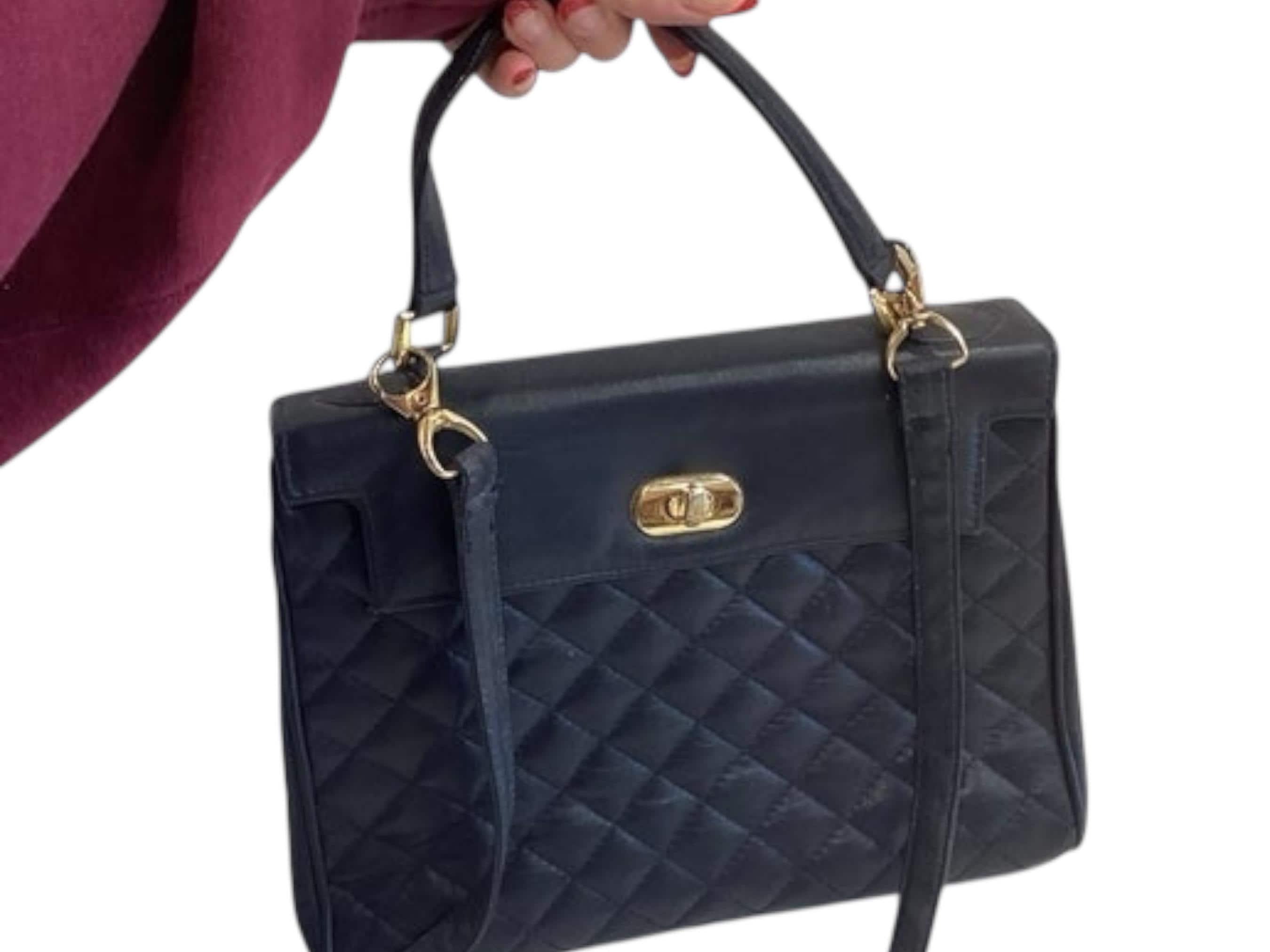 Koret Navy 1960s Leather Purse Gold Accents Quilted - Etsy