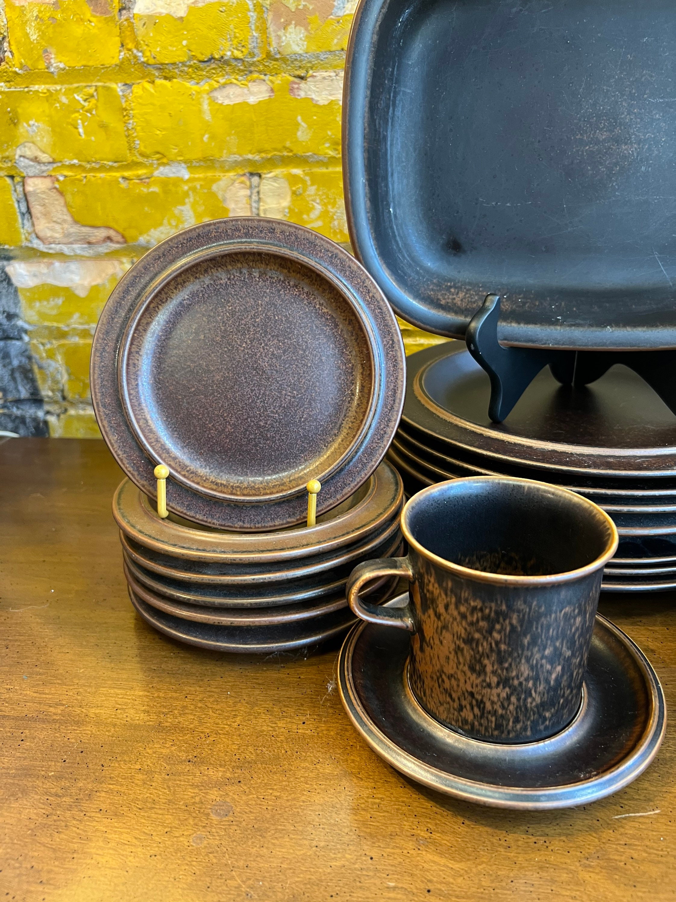 Vintage Arabia of Finland Ruska Modern Stoneware Pottery Dishes Brown ...