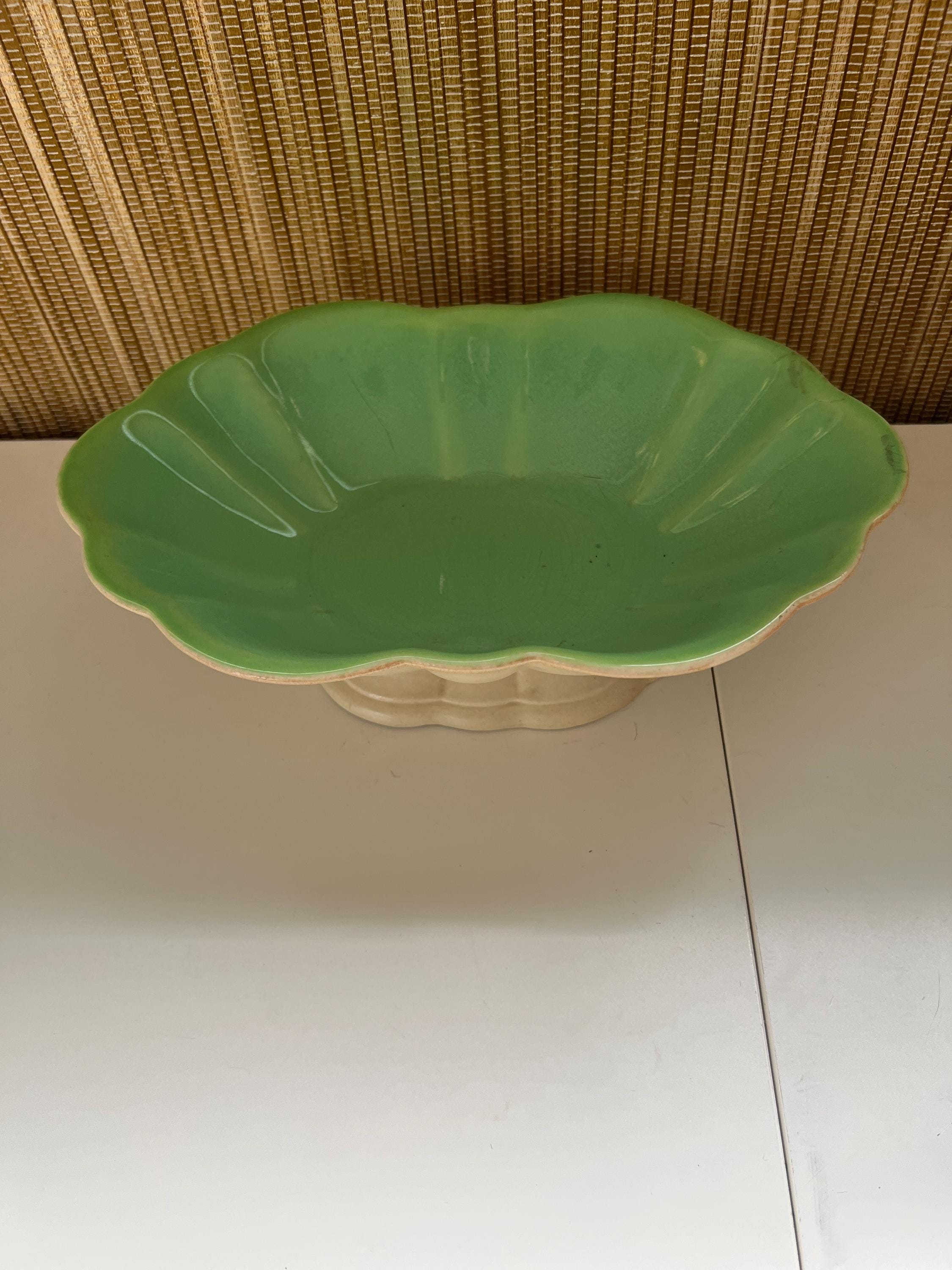 Antique Art Deco Cowan R9 1920's Ironstone Mint Green Oval Scalloped ...