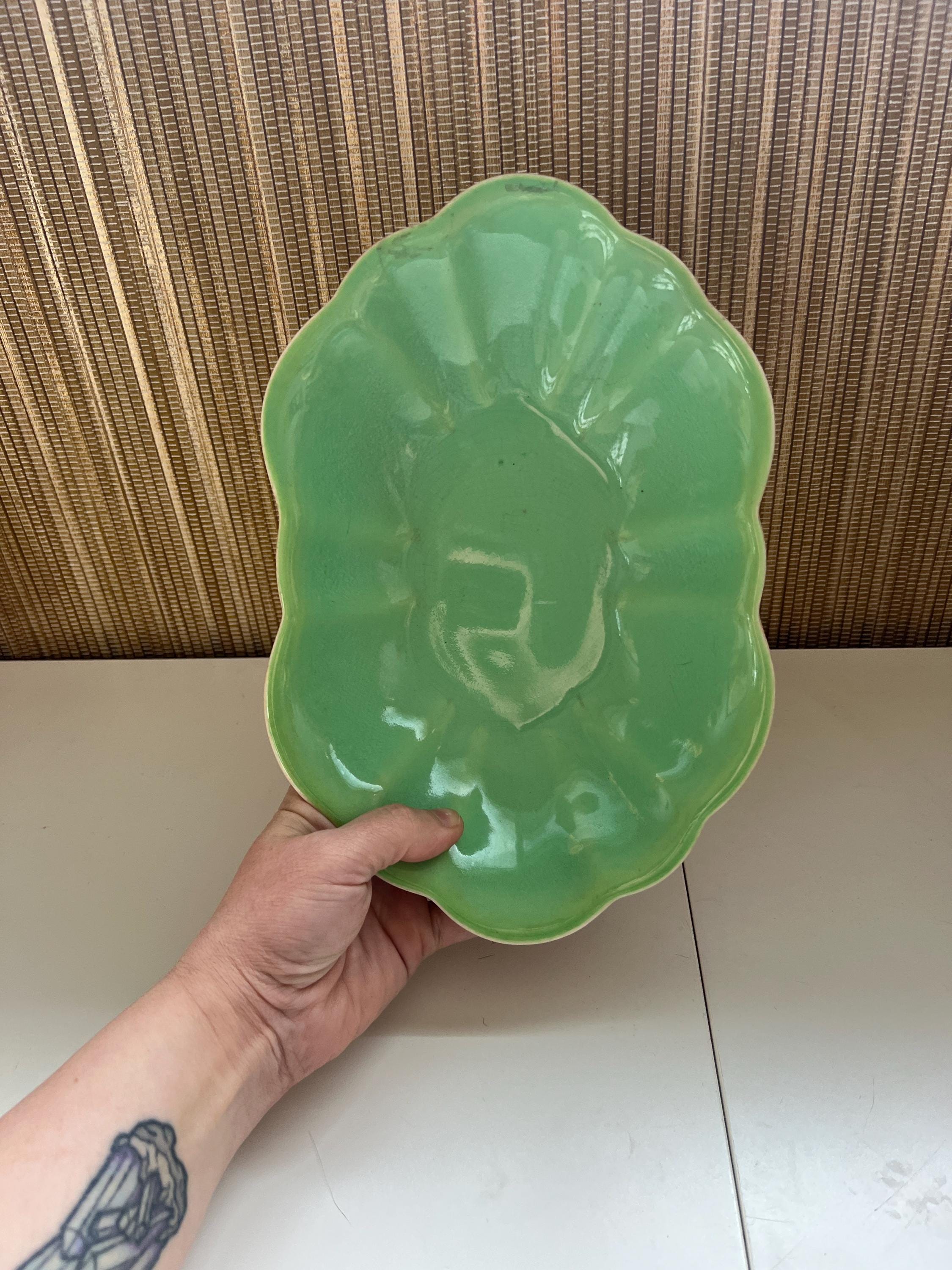 Antique Art Deco Cowan R9 1920's Ironstone Mint Green Oval Scalloped ...