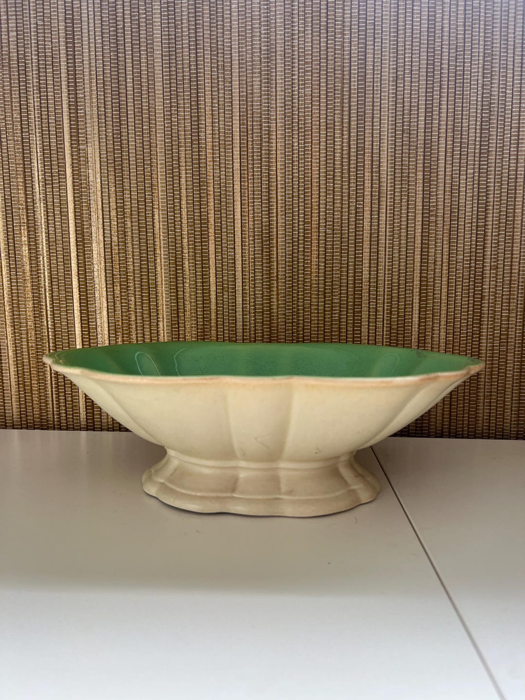 Antique Art Deco Cowan R9 1920's Ironstone Mint Green Oval Scalloped ...