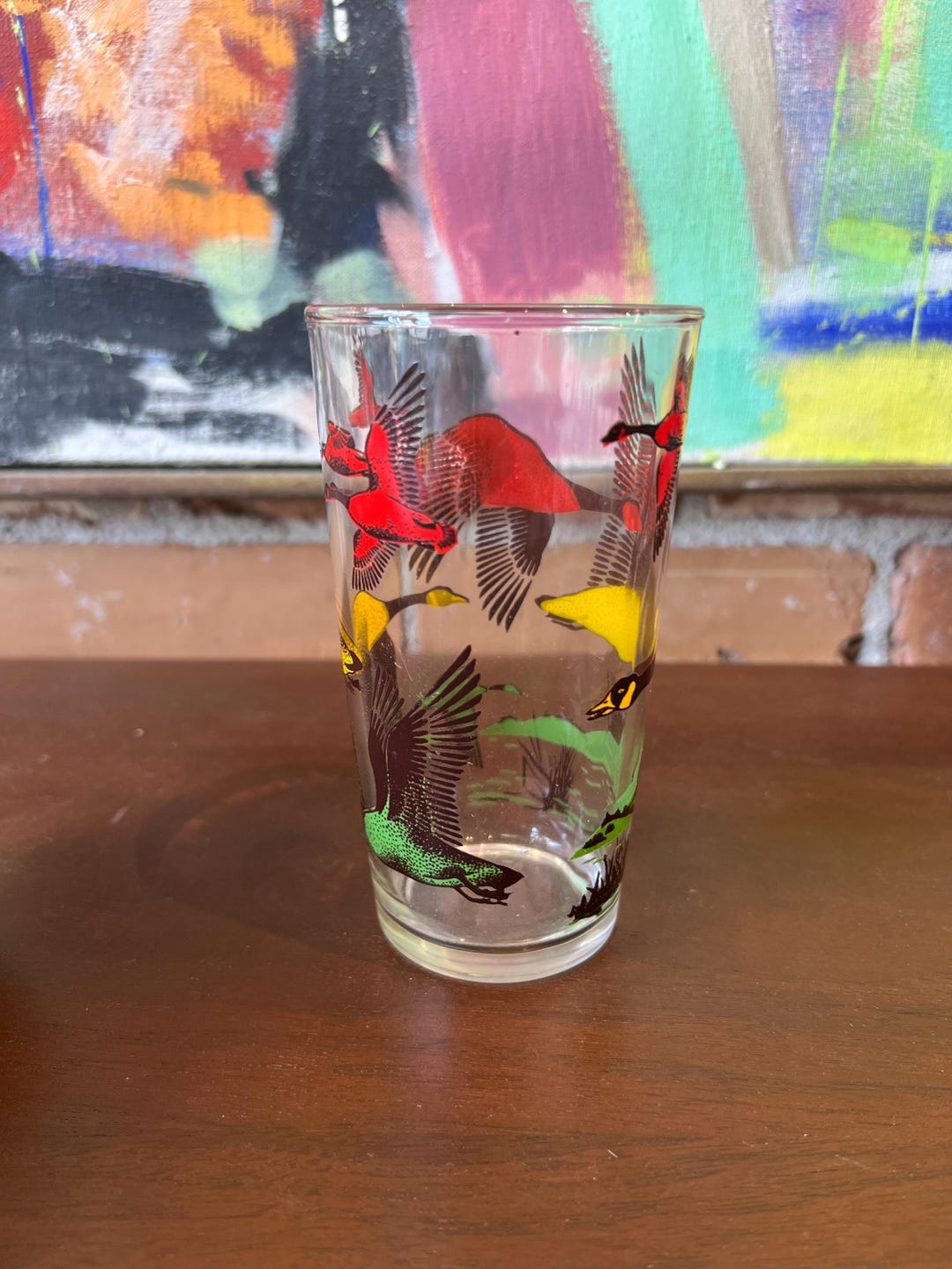 Hazel Atlas Flying Geese Game Bird Hunting Reeds Highball Glass Tumbler ...