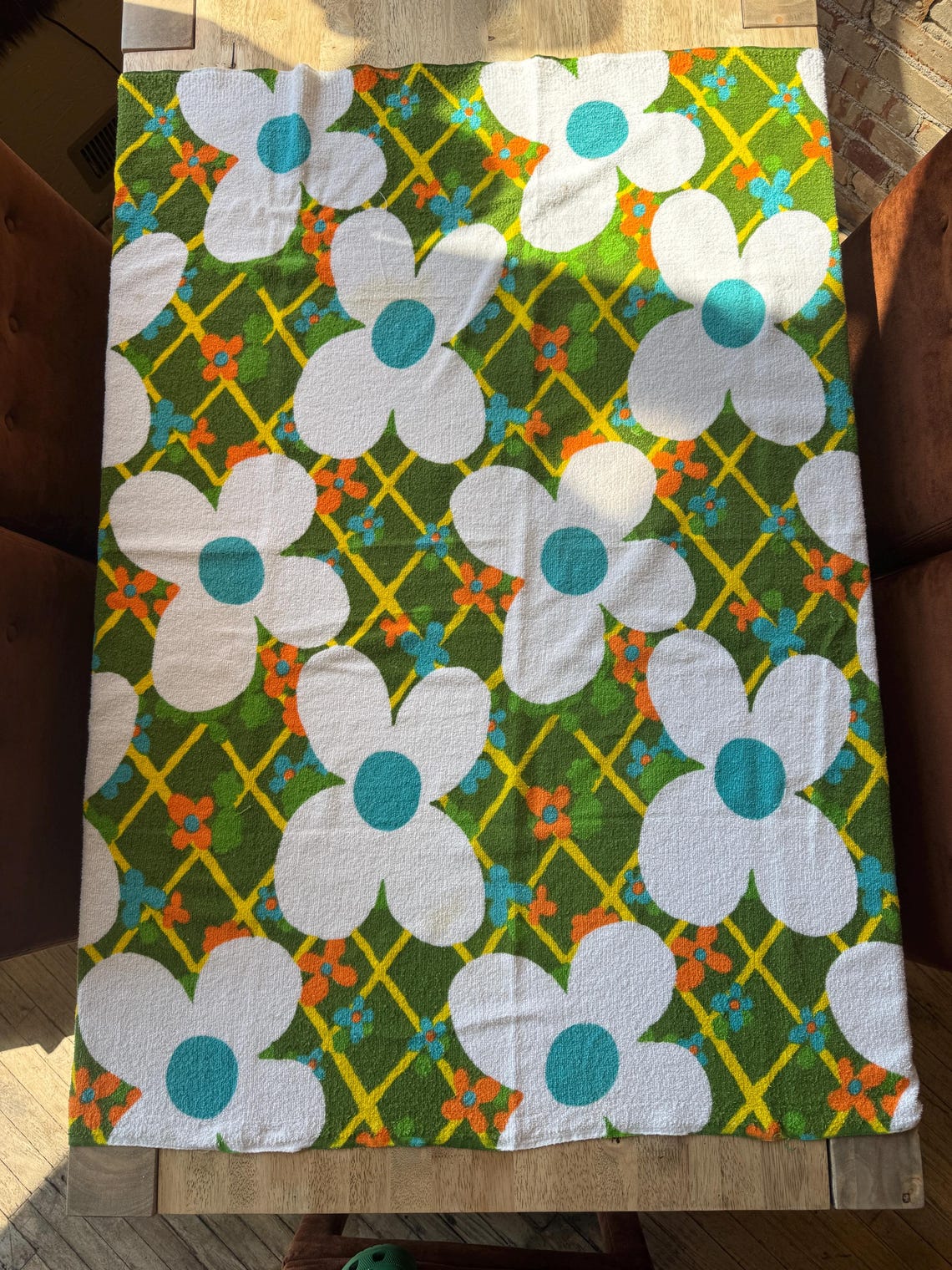 VTG Jcpenny Bright Green Background and White Flower Fashion Manor ...