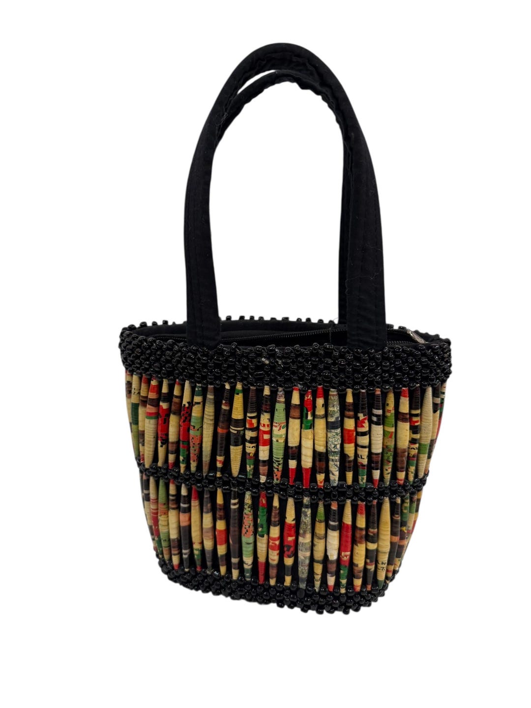 Vintage Y2K Black Bucket Style Paper Breaded Purse - Etsy
