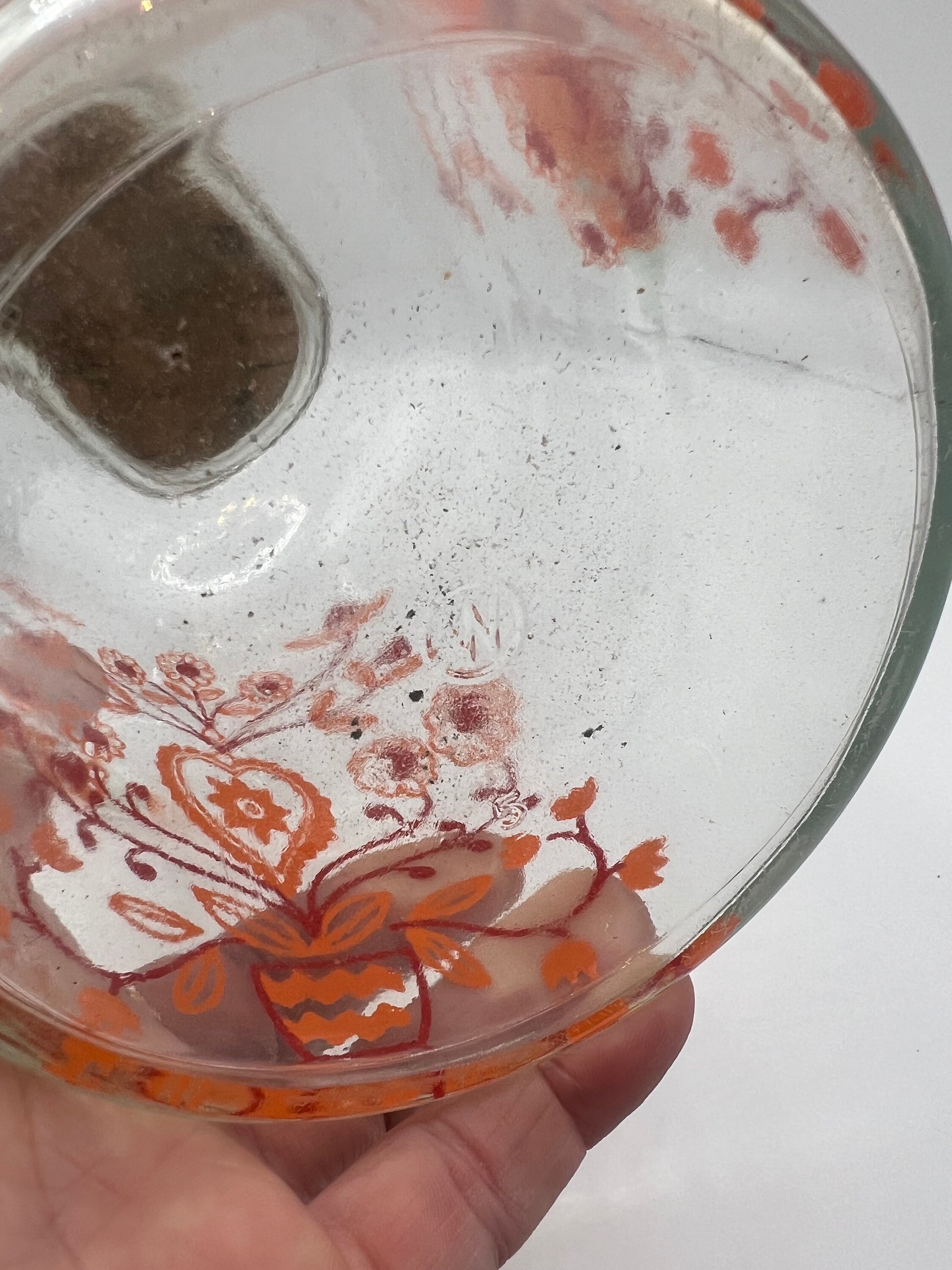 Vintage Wheaton Glass Jar With Cork Lid Scandinavian Folk Design Orange ...