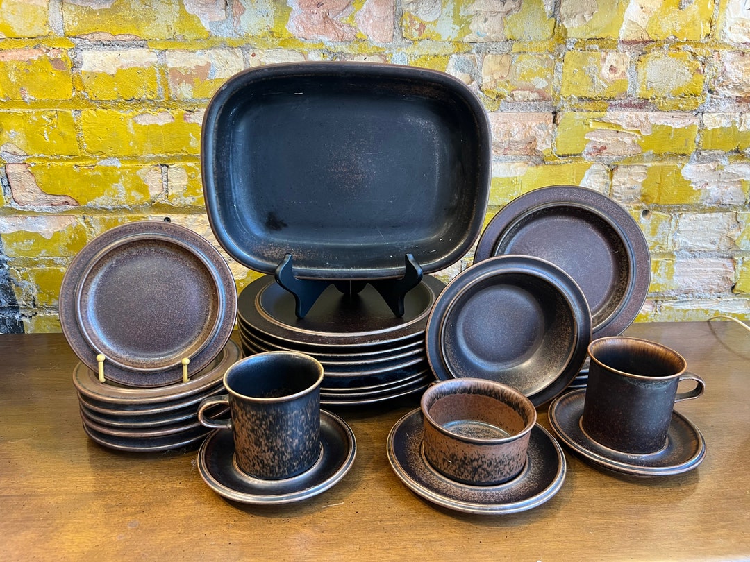 Vintage Arabia of Finland Ruska Modern Stoneware Pottery Dishes Brown ...