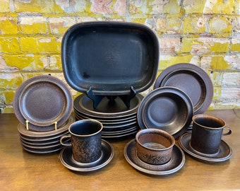 71-pc Scandinavian Ruska Stoneware Set Arabia of Finland Vintage Mid ...