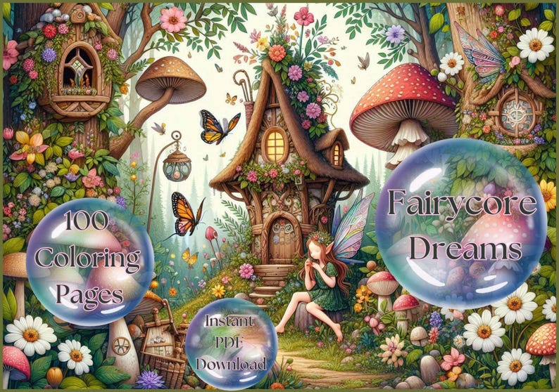 Fairycore Dreams 100 Coloring Pages - Etsy
