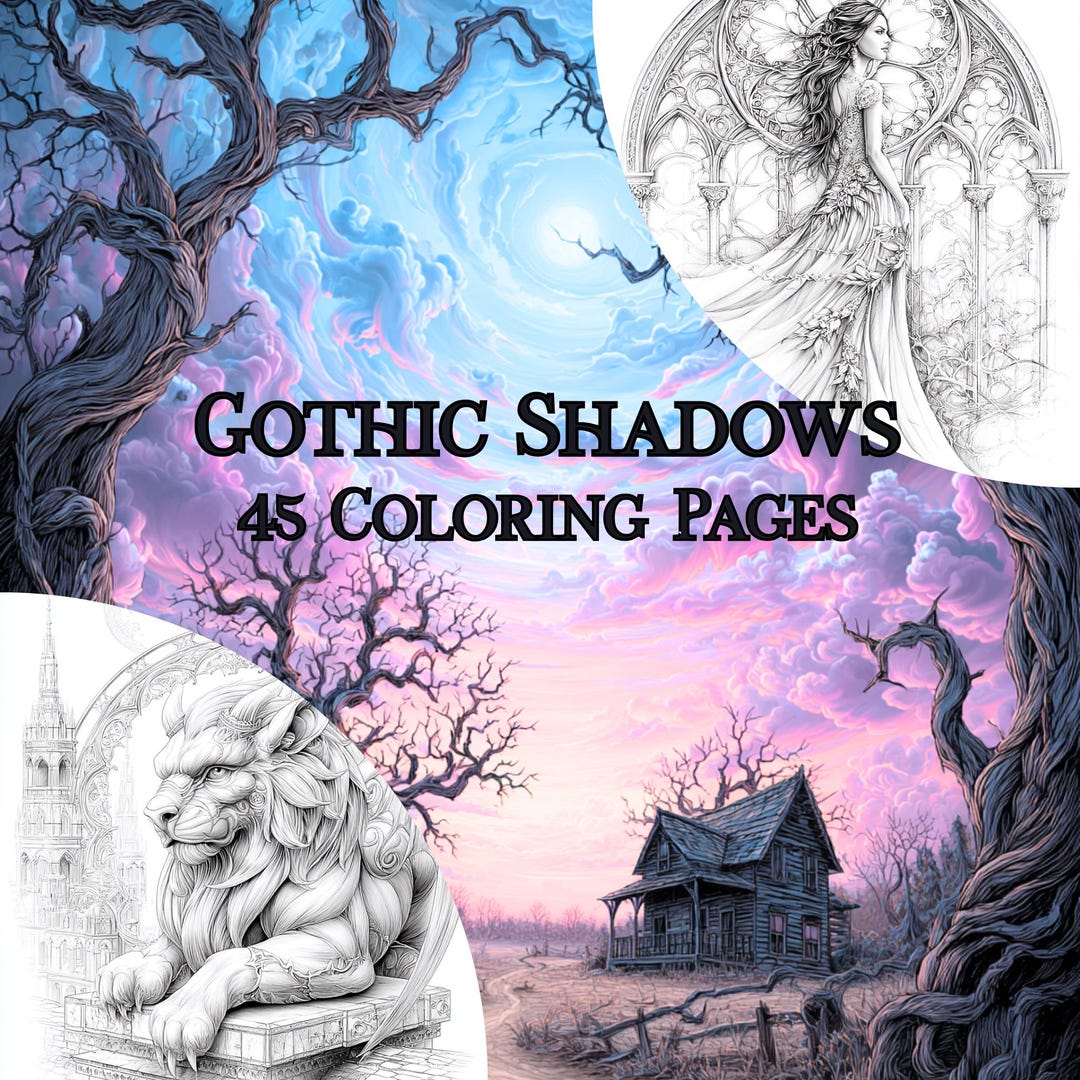 Gothic Shadows – 45 Dark Fantasy Coloring Pages - Etsy
