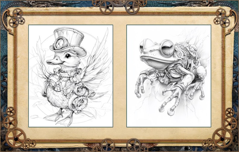 Mechanical Animals - 50 Steampunk Animal Coloring Pages - Etsy
