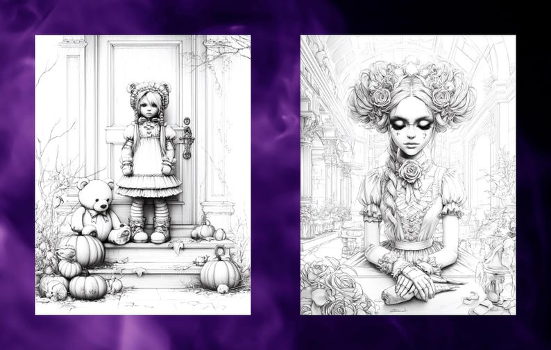 Haunted Dollhouse – Creepy Doll Coloring Book, 50 Scary Coloring Pages ...