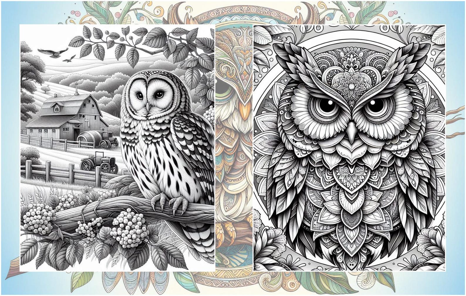 The Art of Owls -50 Owl Coloring Pages - Etsy