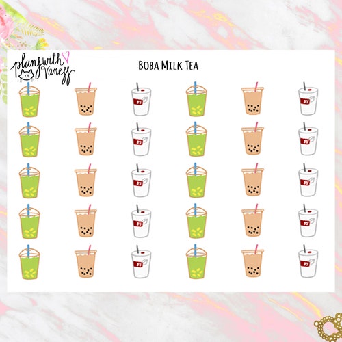 Boba Milk Tea Sticker Cute Vinyl Sticker Cute Food Sticker | Etsy
