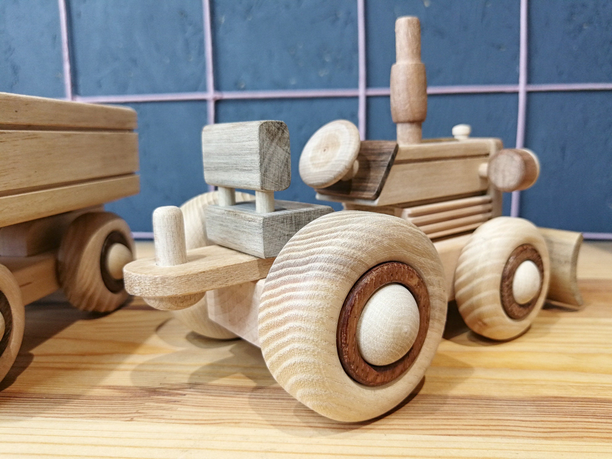 Wooden Tractor With Trailer - Etsy