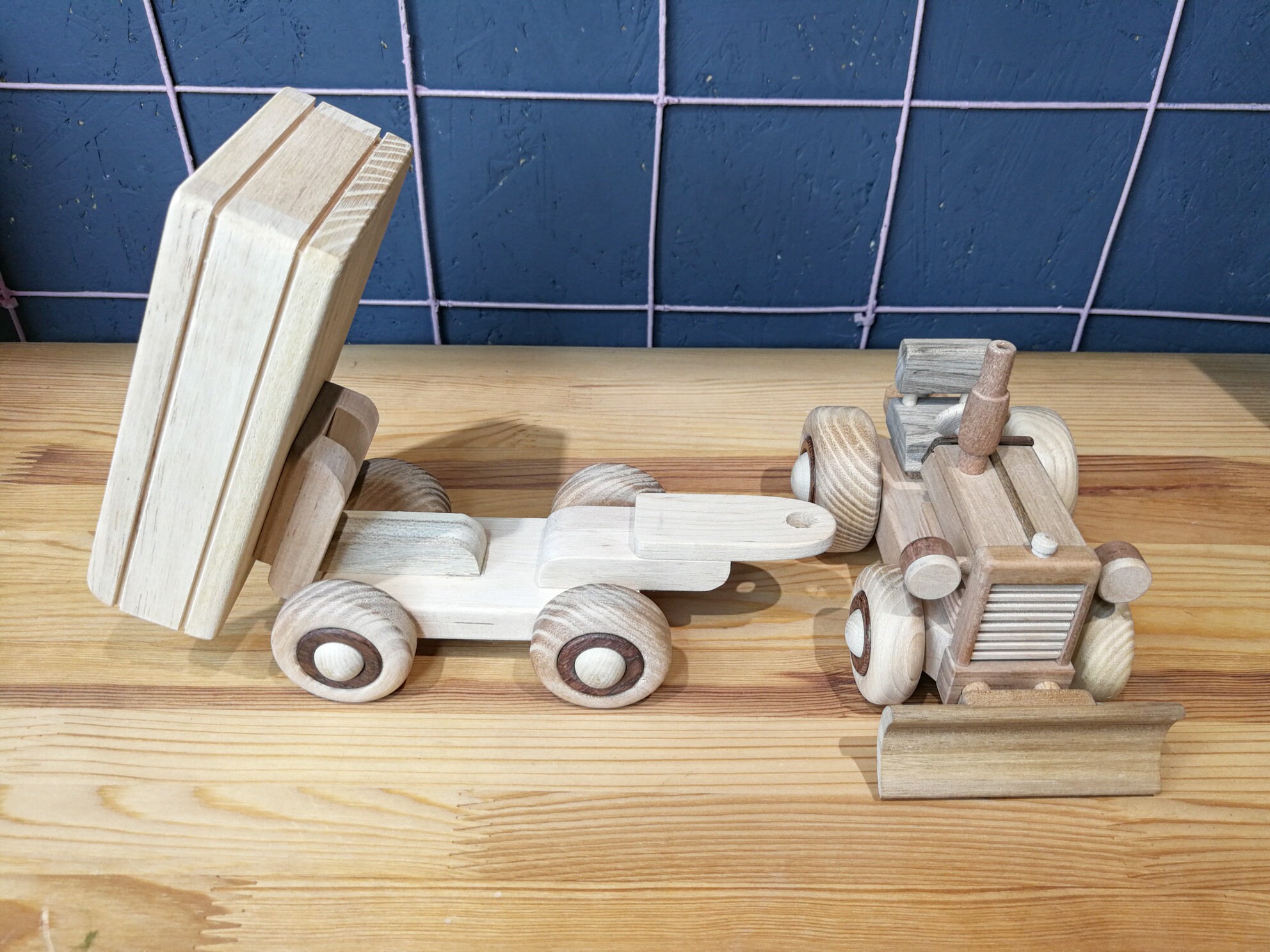 Wooden Tractor With Trailer - Etsy