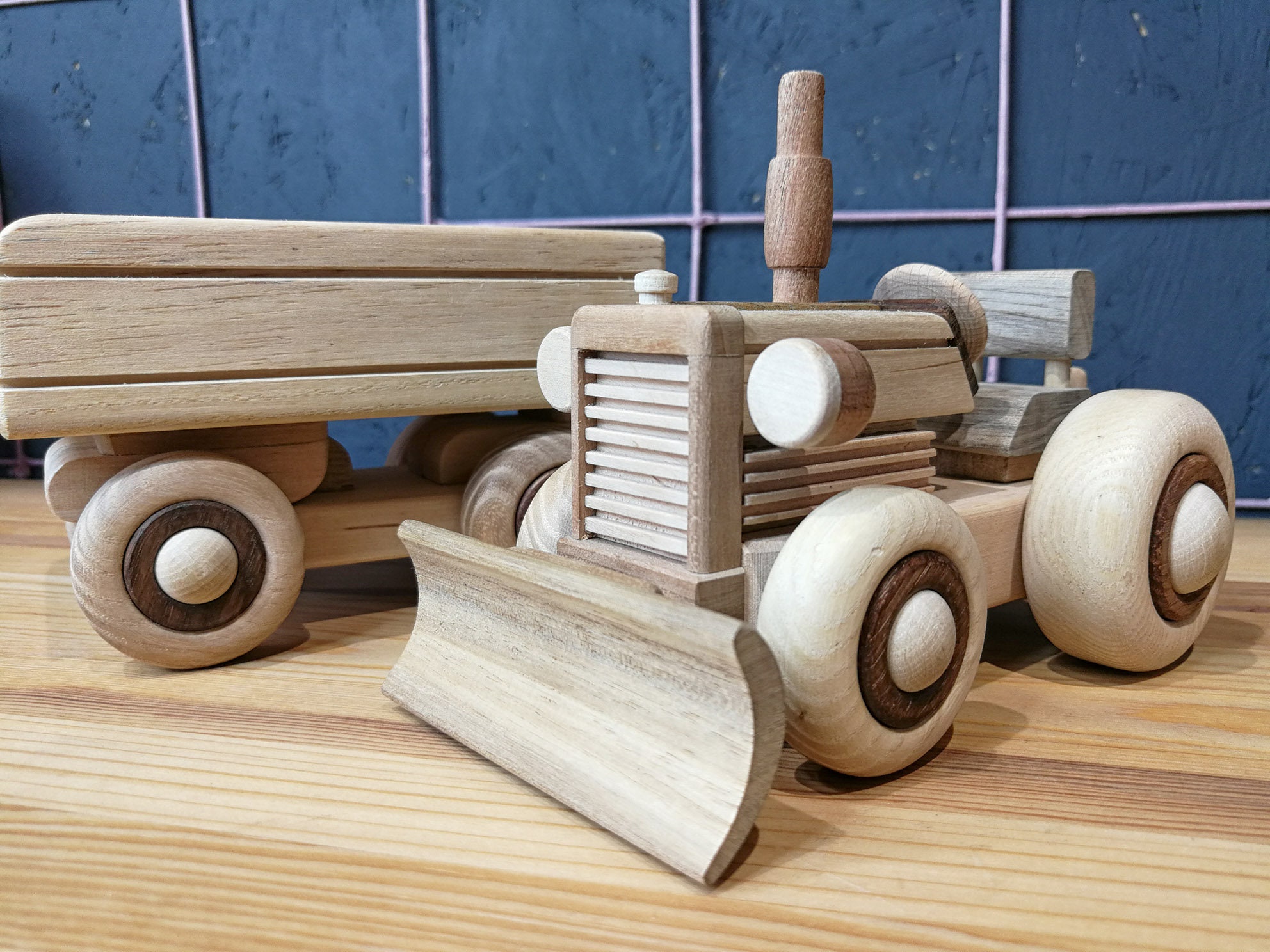 Wooden Tractor With Trailer - Etsy
