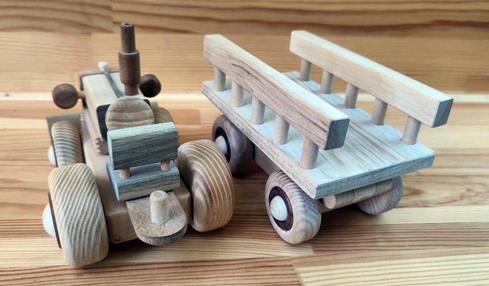 Wooden Tractor With Trailer - Etsy