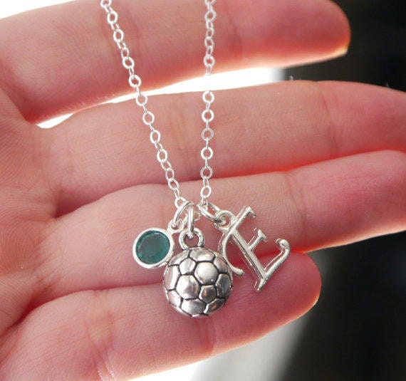 Personalized Soccer Necklace Soccer Ball Necklace Letter | Etsy