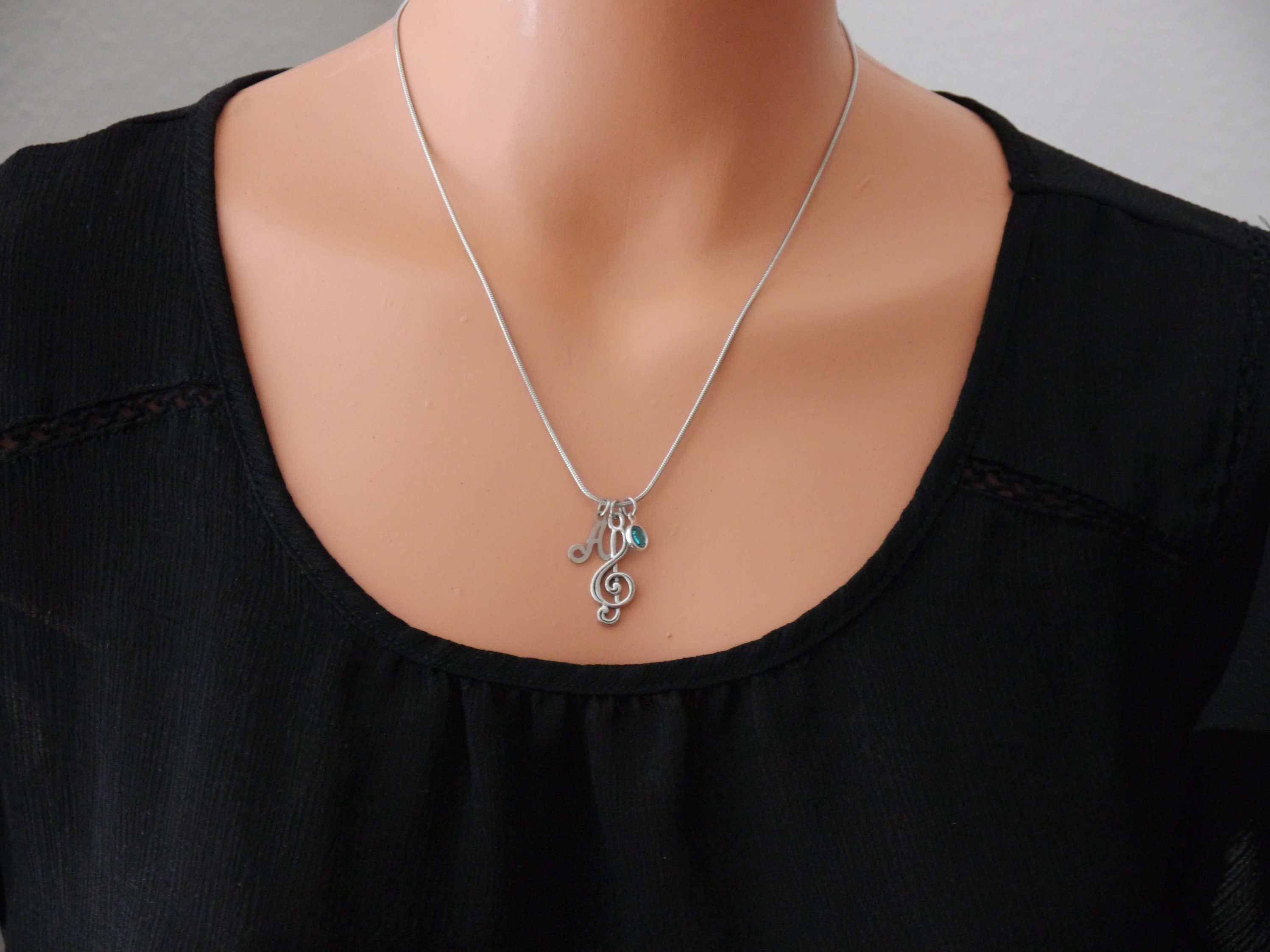 Treble Clef Necklace, Personalized, Music Necklace, Treble Clef Jewelry ...
