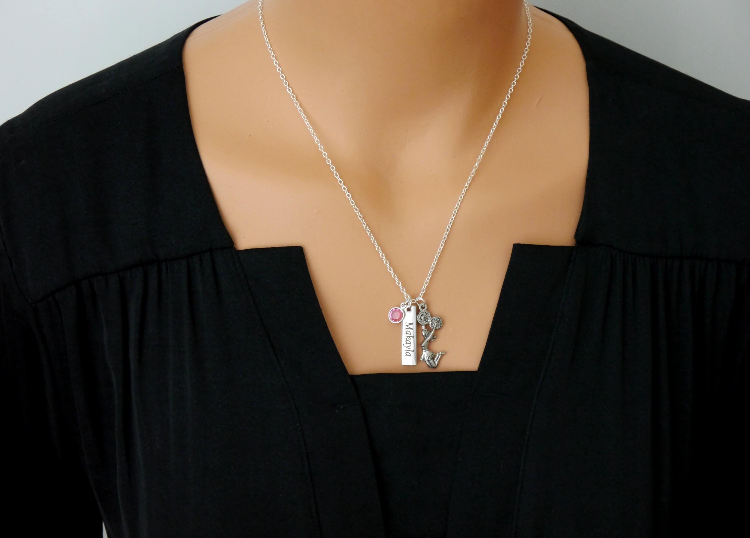 Personalized Cheerleader Necklace, Cheerleader Necklace, Name Bar ...