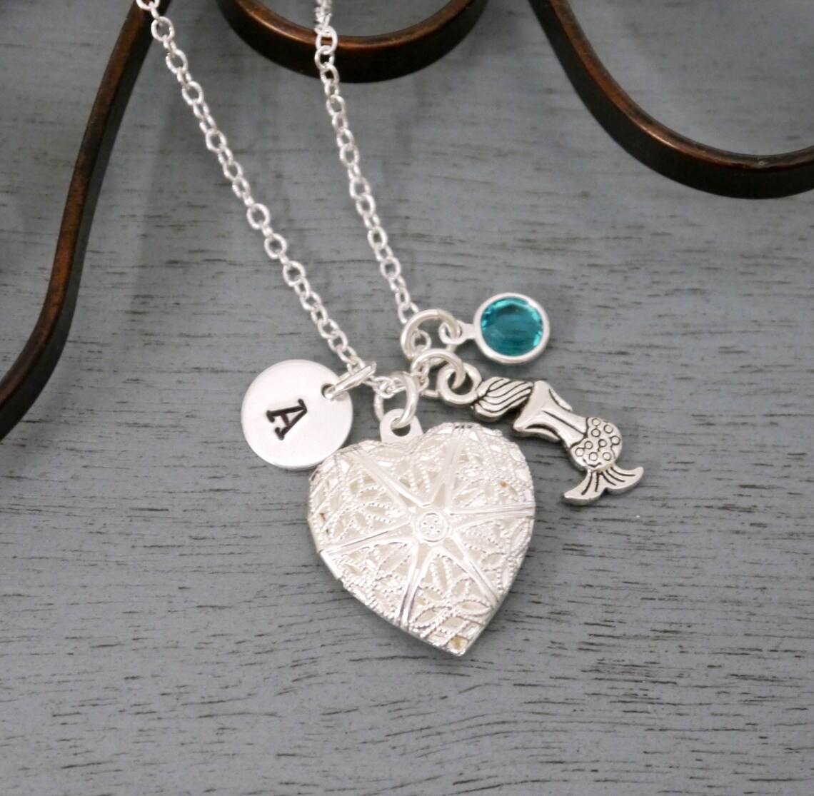Mermaid Necklace Picture Locket Mermaid Necklace Heart - Etsy
