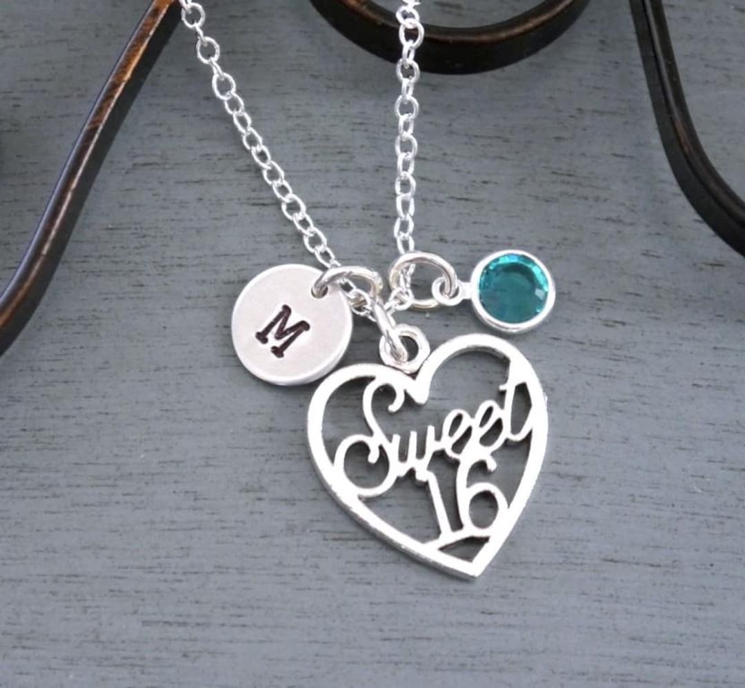Sweet 16 Necklace, Personalized Sweet 16 Necklace, Sweet Sixteen Heart ...