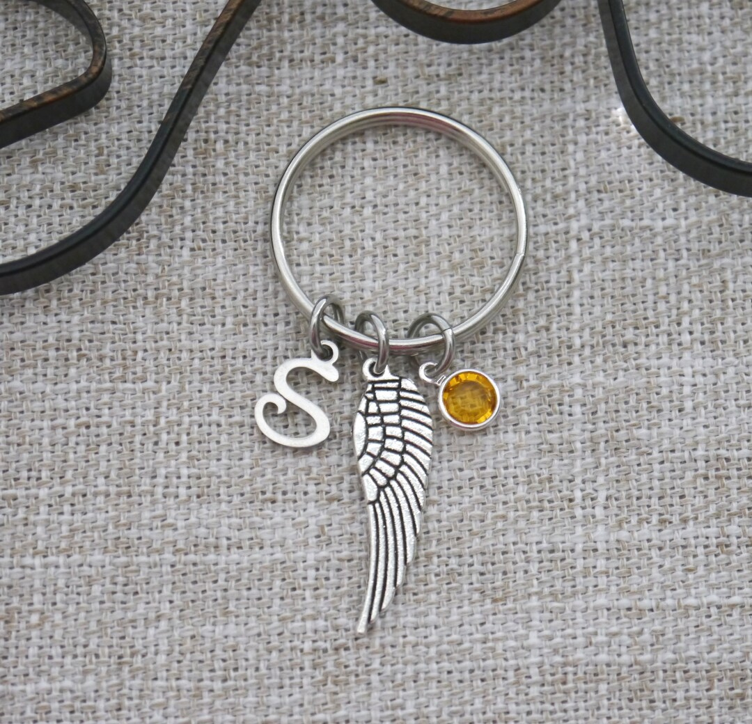 Angel Wing Keychain, Memorial Keychain, Personalized Angel Wing Key ...