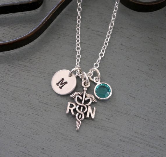 RN Necklace Personalized RN Necklace Silver RN Necklace | Etsy