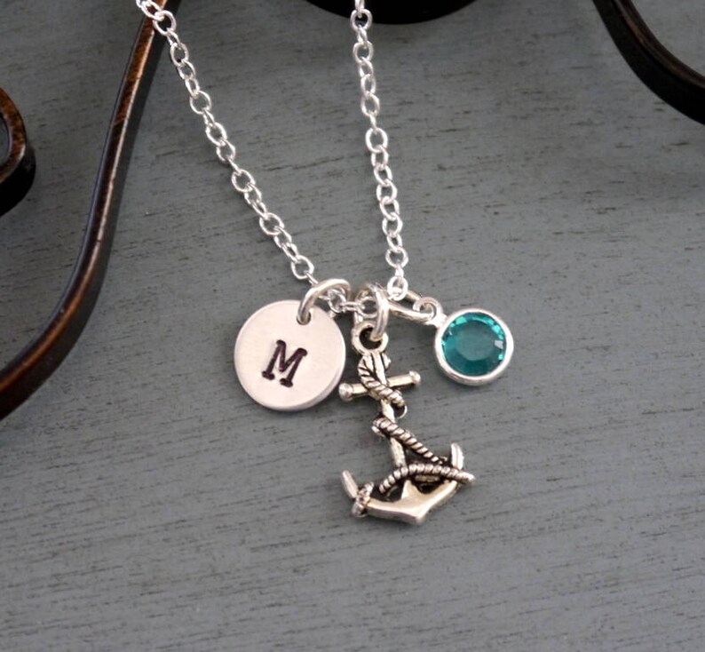 Anchor Necklace Personalized Anchor Necklace Silver Anchor - Etsy