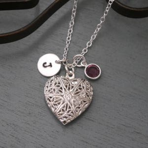 Heart Picture Locket Initial Birthstone Picture Locket New - Etsy