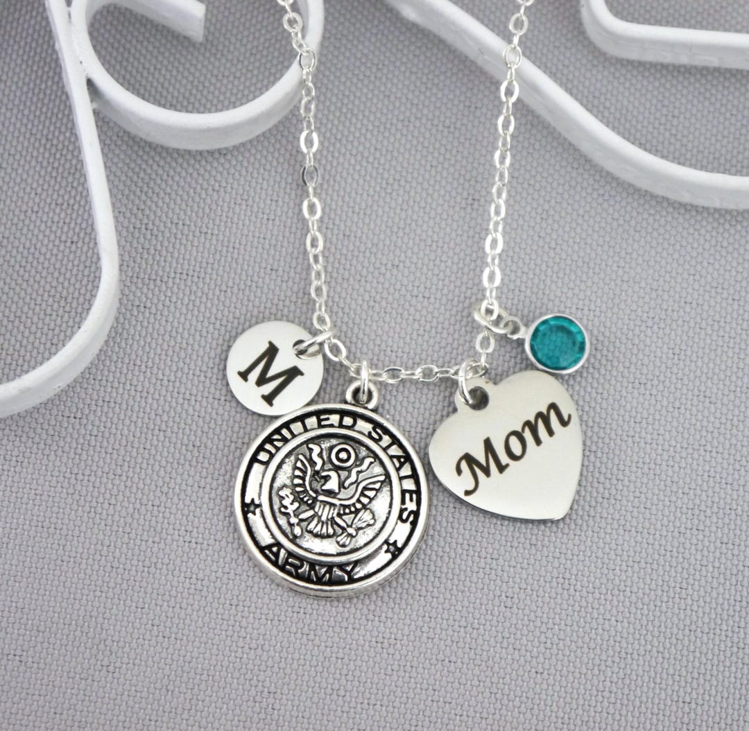 Army Mom Necklace, Personalized, Army Mom Gifts, Initial Disc ...