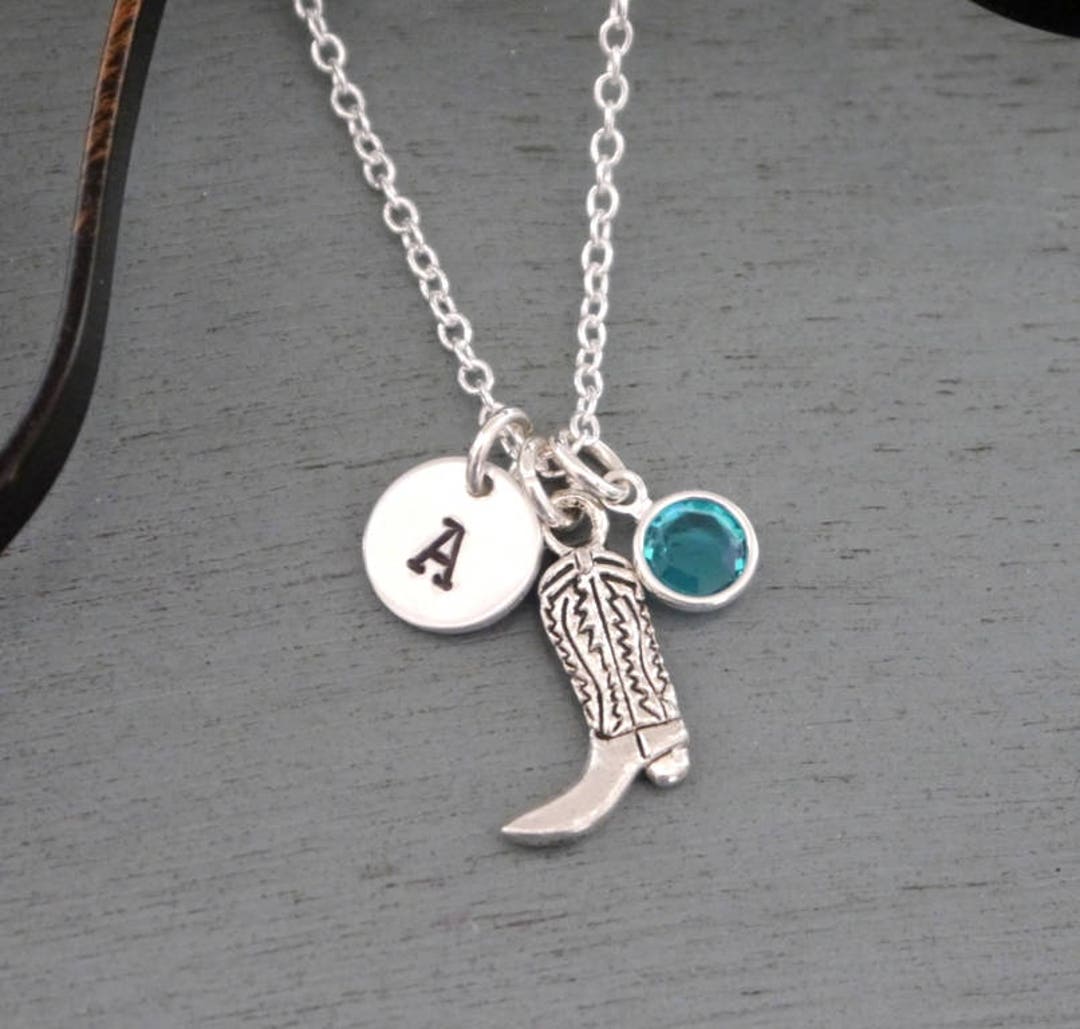 Cowgirl Necklace, Personalized Country Girl Necklace, Boot Initial ...