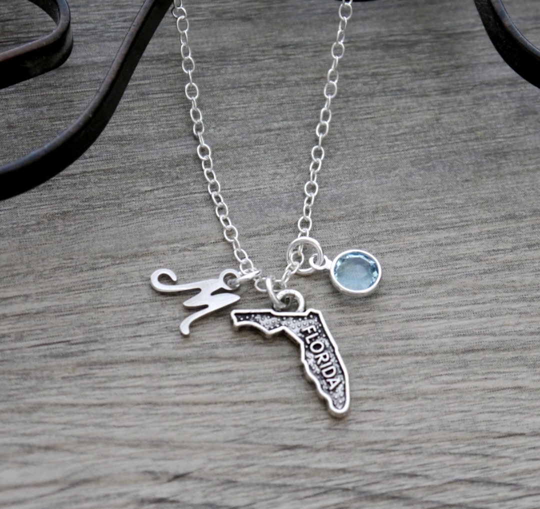 Florida Necklace, Personalized Florida Necklace, Initial Necklace ...