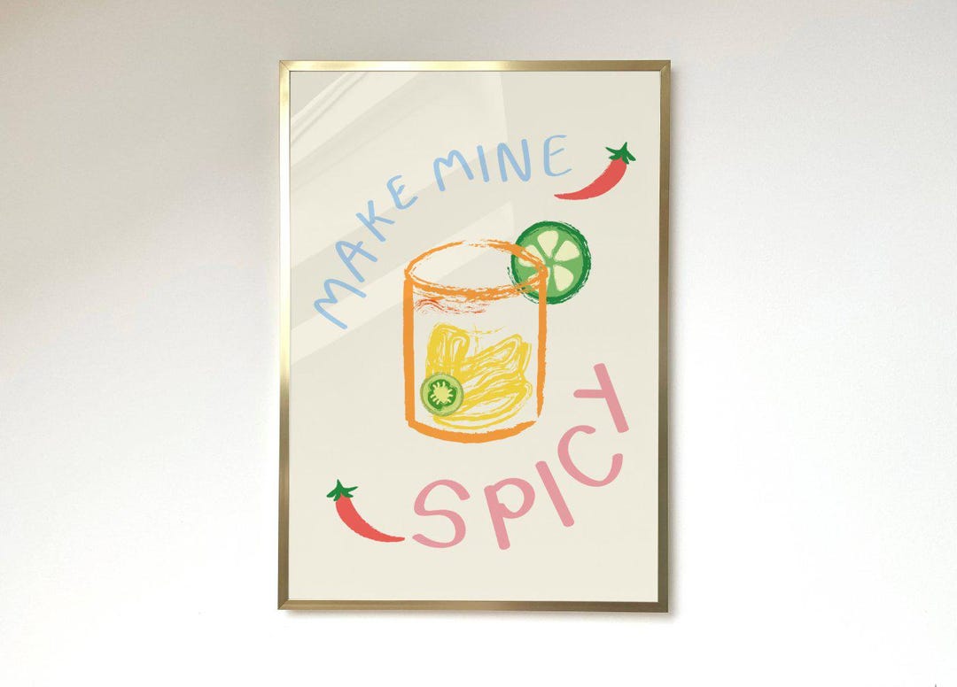 Spicy Marg Print Cocktail Poster Aesthetic Poster Kitchen Artwork ...