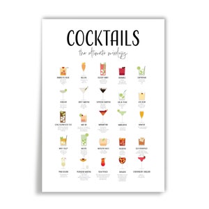 Classic Cocktails Recipe Print Cocktail Poster Cocktail How to Print ...