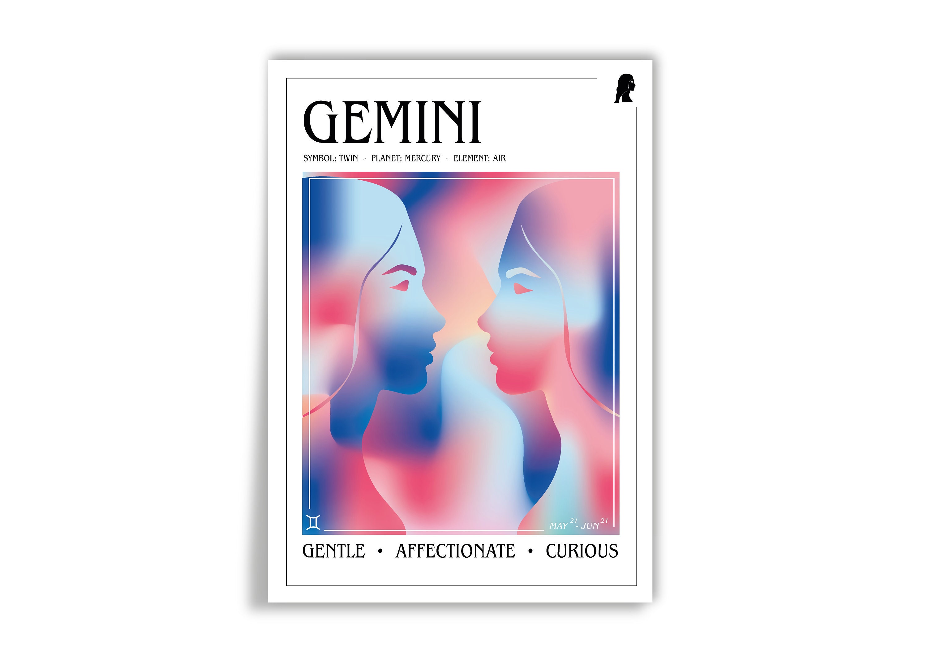 Gemini Zodiac Poster Gemini Print Spiritual Star Sign - Etsy