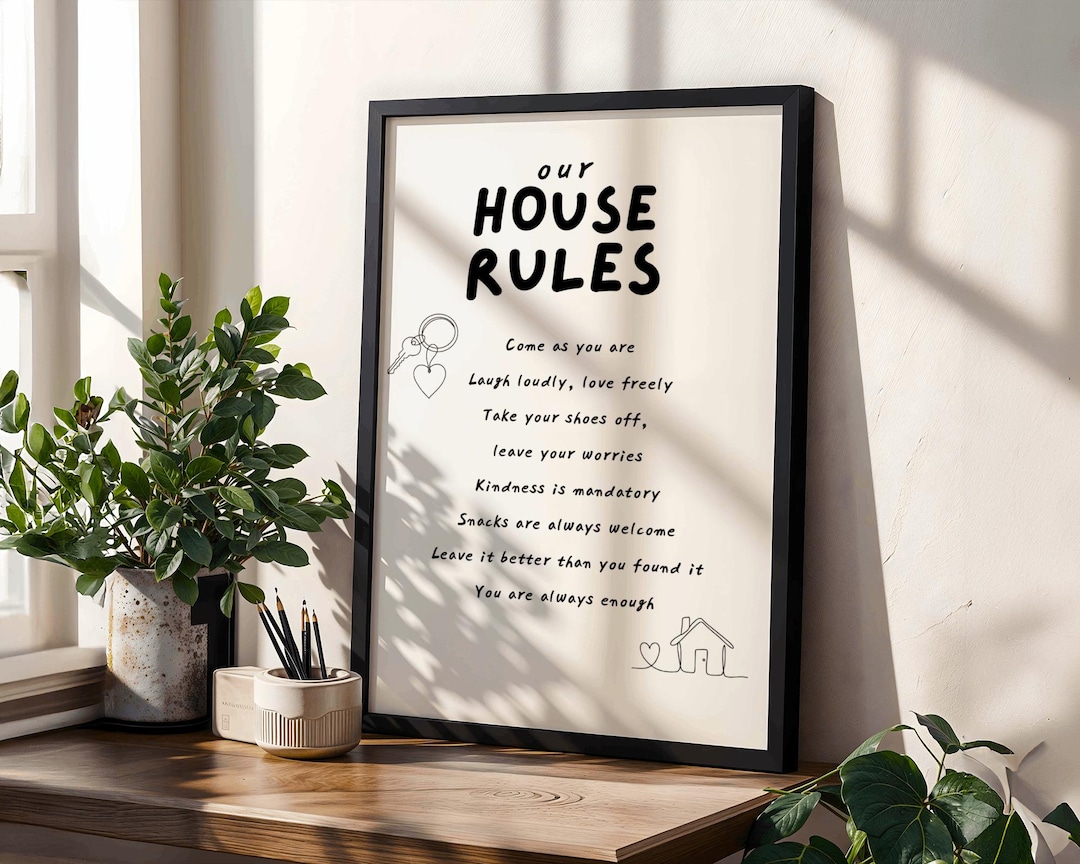Minimalist “our House Rules” Sign - Modern Entryway Wall Art, Family ...