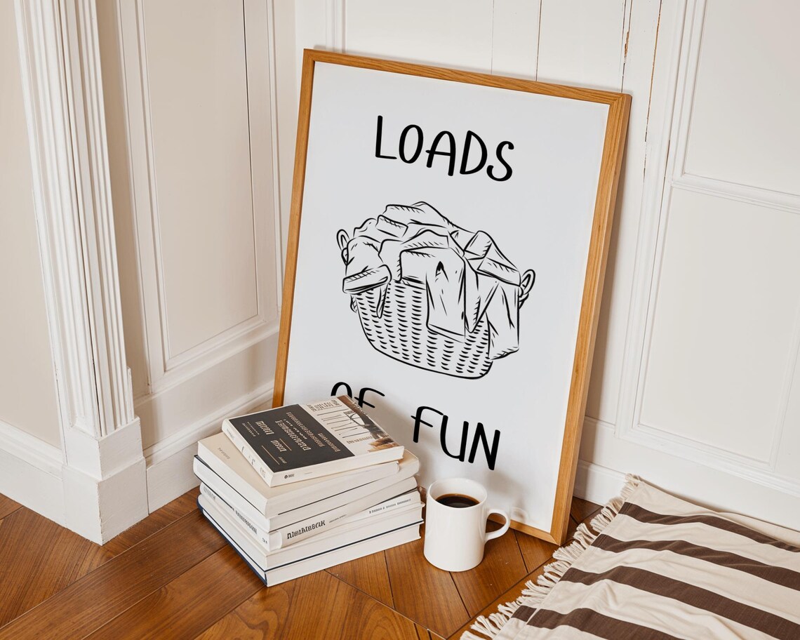 Laundry Room Sign; Loads of Fun Print; Minimalist Utility Room Wall Art ...
