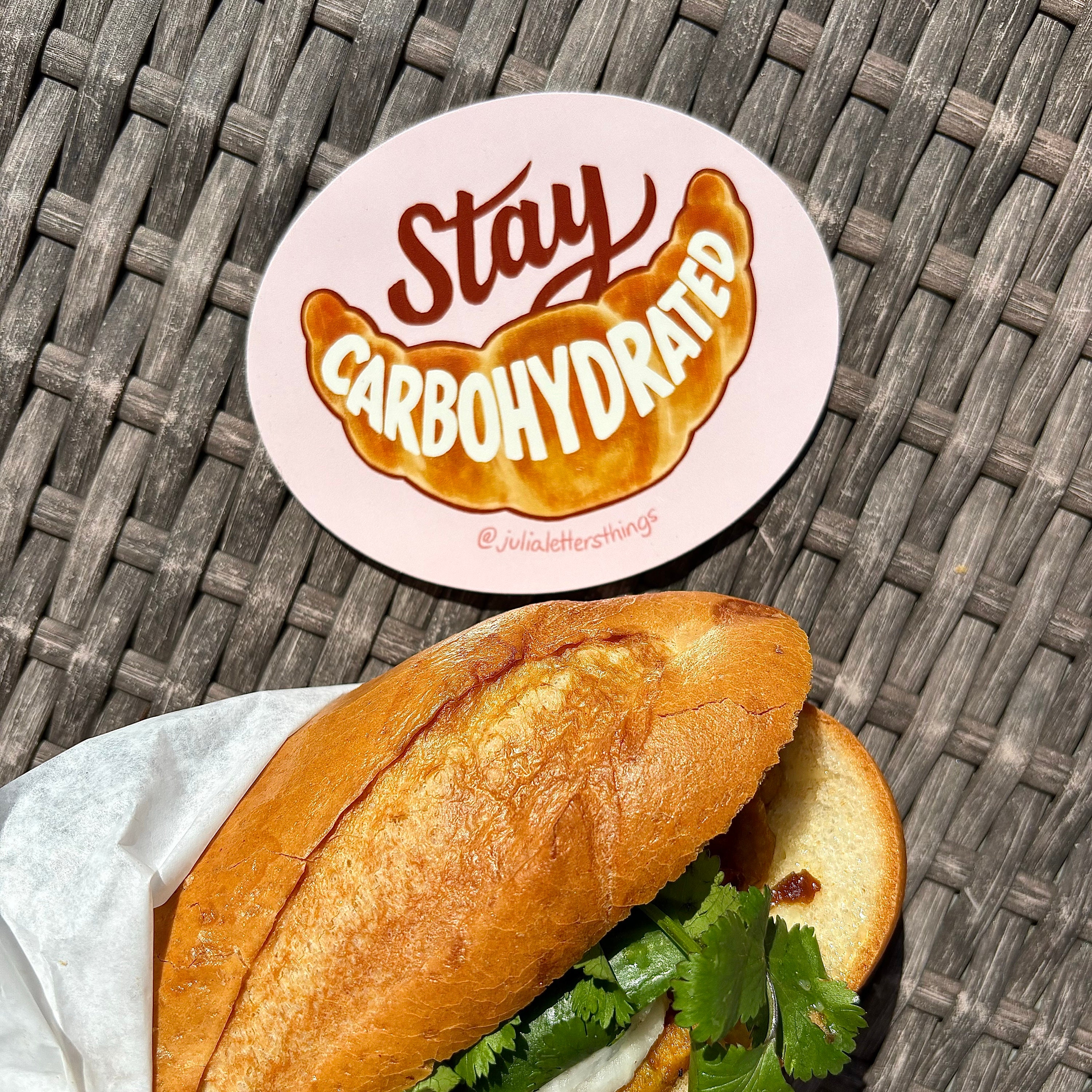 Stay Carbohydrated Sticker, I Love Bread, Food Pun - Etsy
