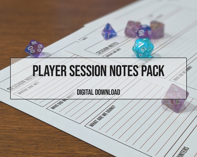 D&D Player Session Notes - Etsy