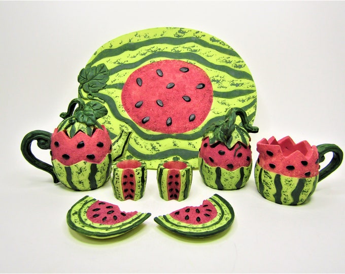 Vintage Watermelon Miniature Tea Set, Ten Piece Mini Tea Set ...