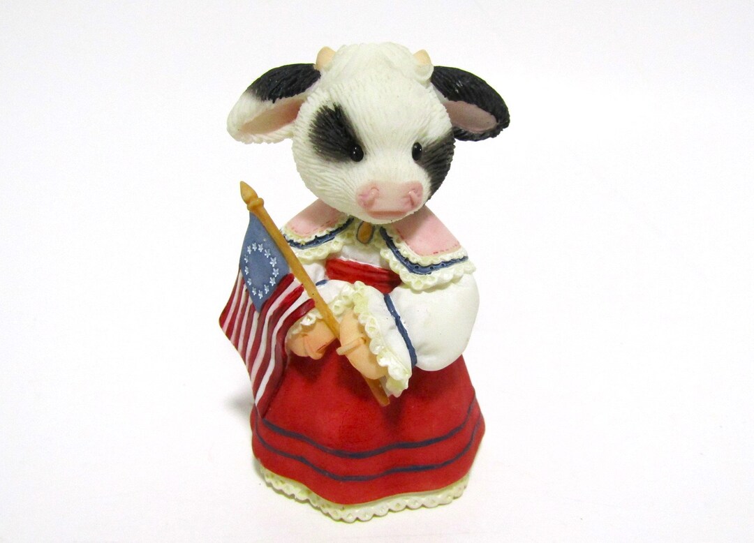 Vintage Mary's Moo Moos Figurine, stars & Stripes For-heifer , Enesco's ...