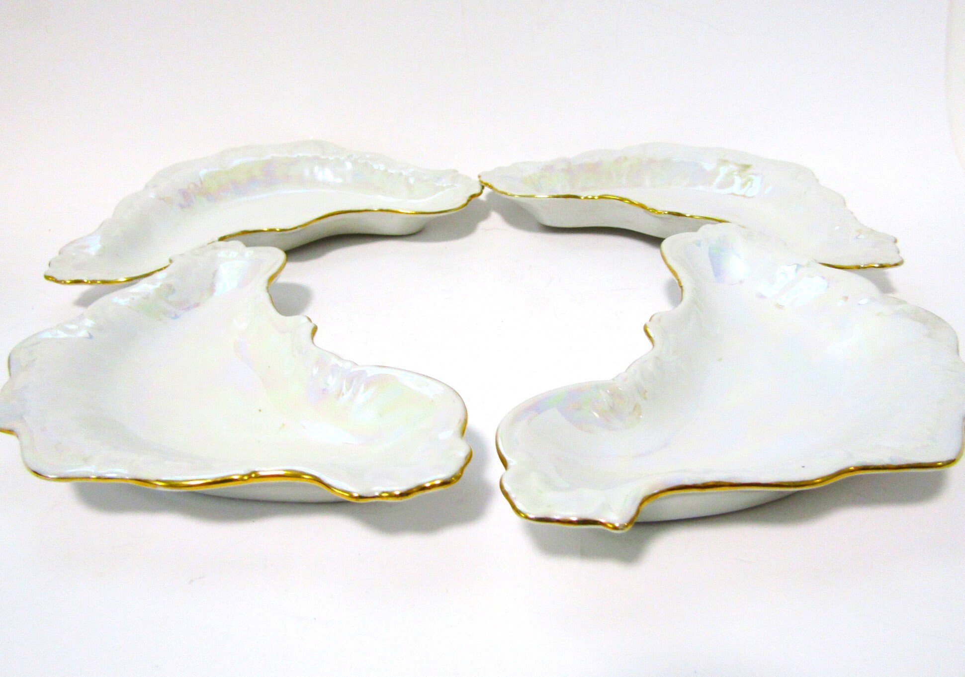 Vintage Porcelain Bone Dishes Set of Four Crescent Shaped - Etsy