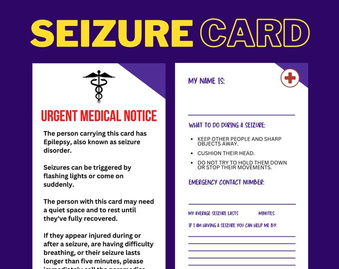 Helpful Medical Card, Medical Alert Card for Epilepsy, Assistance Card ...