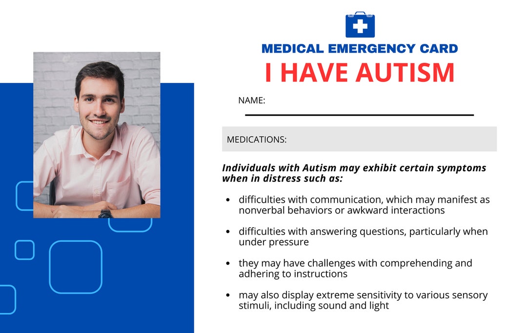 Autism Support Card for Emergency Situations: I Am Autistic Wallet Card ...