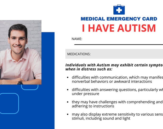 Autism Support Card for Emergency Situations: I Am Autistic Wallet Card ...