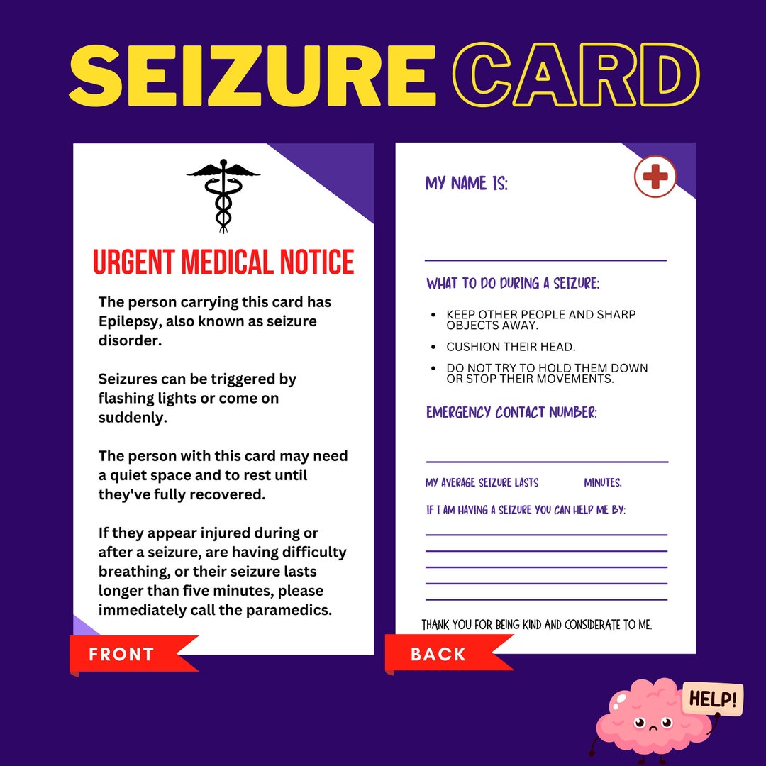Helpful Medical Card, Medical Alert Card for Epilepsy, Assistance Card ...
