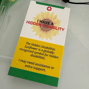 Hidden Disability ID Card & Holder With Sunflower Lanyard - Medical ...